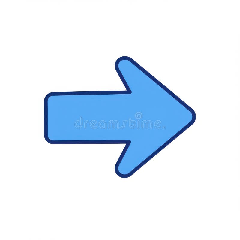 Blue Arrow Pointing To the Right Isolated on White Background Stock ...