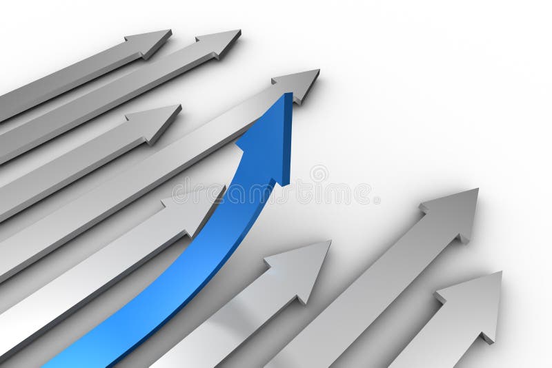 Blue Arrow Pointing Up from Arrows Stock Illustration - Illustration of ...