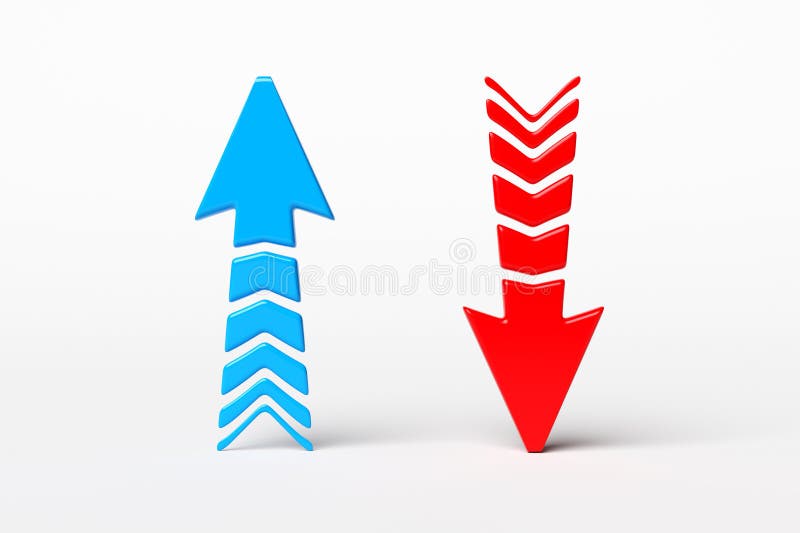 Blue Arrow Pointing Up and Red Arrow Pointing Down Representing ...