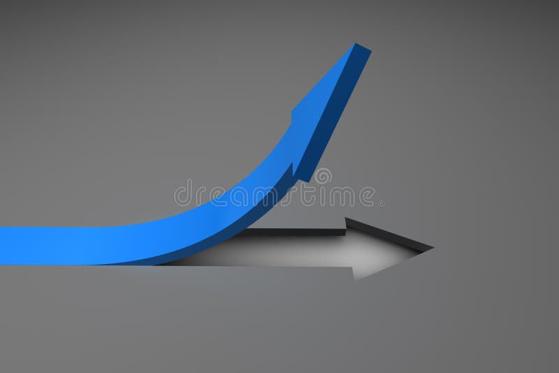 Blue Arrow Pointing Up from Surface Stock Illustration - Illustration ...