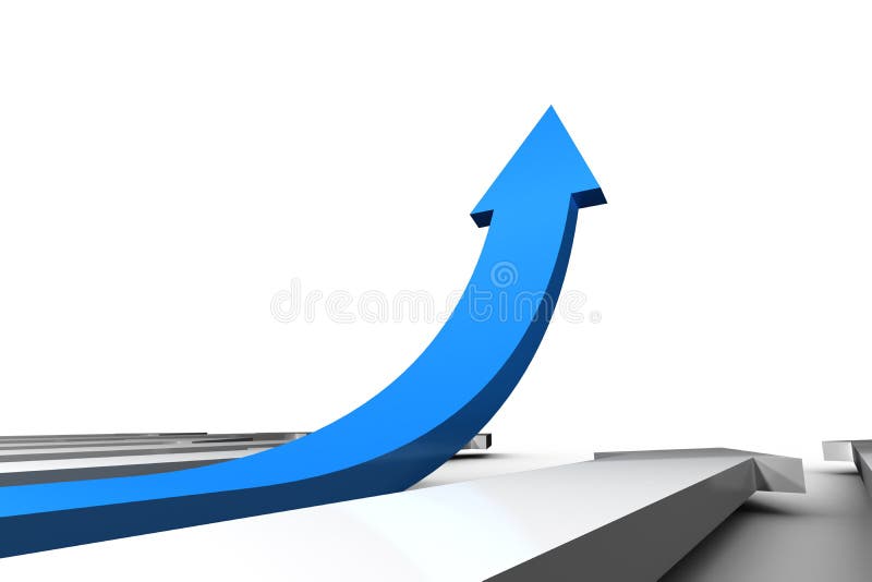 Blue Arrow Pointing Up from Surface Stock Illustration - Illustration ...