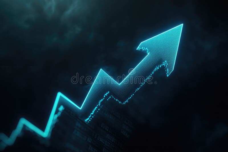 A Blue Arrow Pointing Upward on a Dark Background Stock Illustration ...