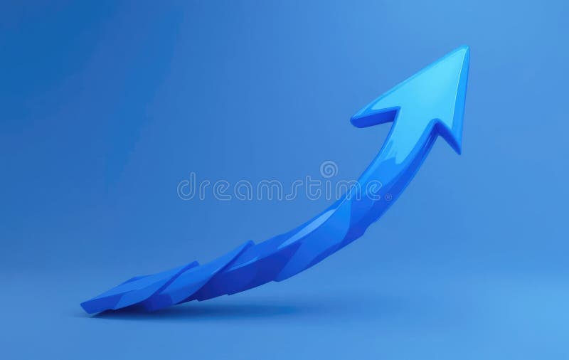 Blue Arrow Pointing Upward Symbolizing Growth and Progress on Blue ...