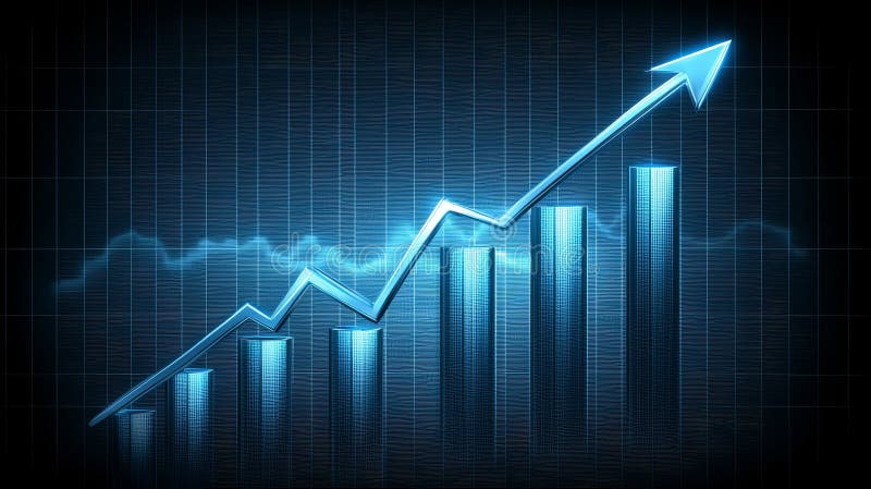 Blue Arrow on Upward Trending Graph Symbolizing Growth Progress and ...