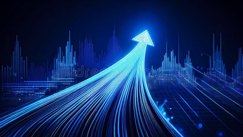 Blue Arrow is Pointing Upwards, with a Graphic in the Background Stock ...