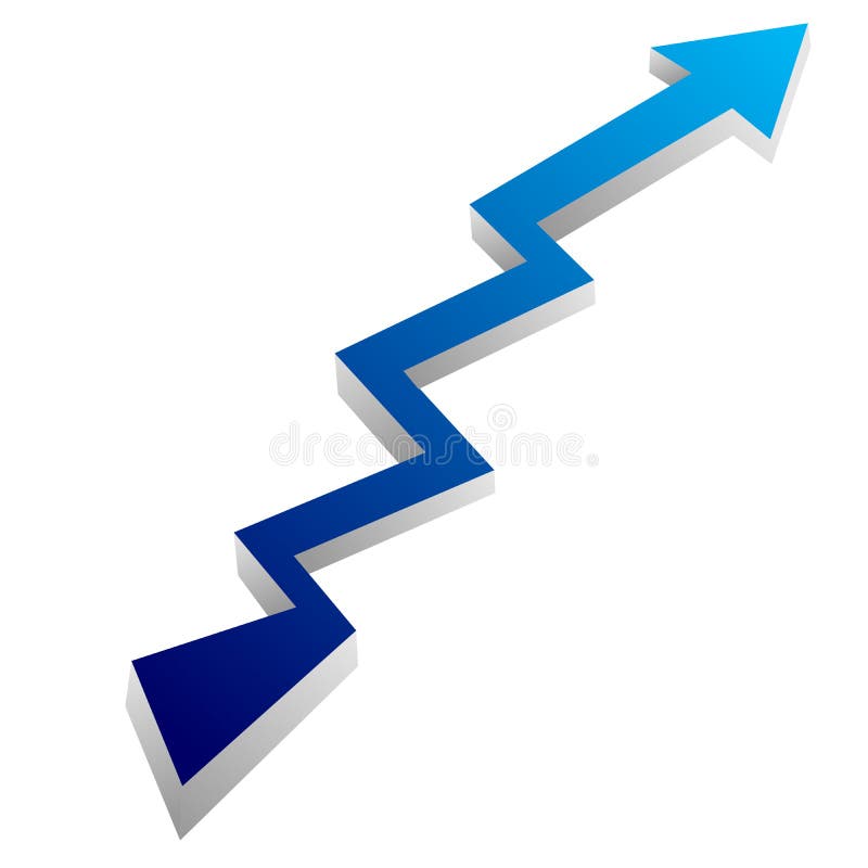 Blue Arrow with Shadow. Icon of Growth Up Statistics. Stock Vector ...