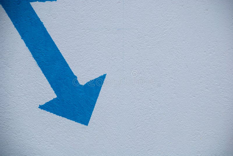 Blue Arrow Tilted on White Background Stock Image - Image of white ...