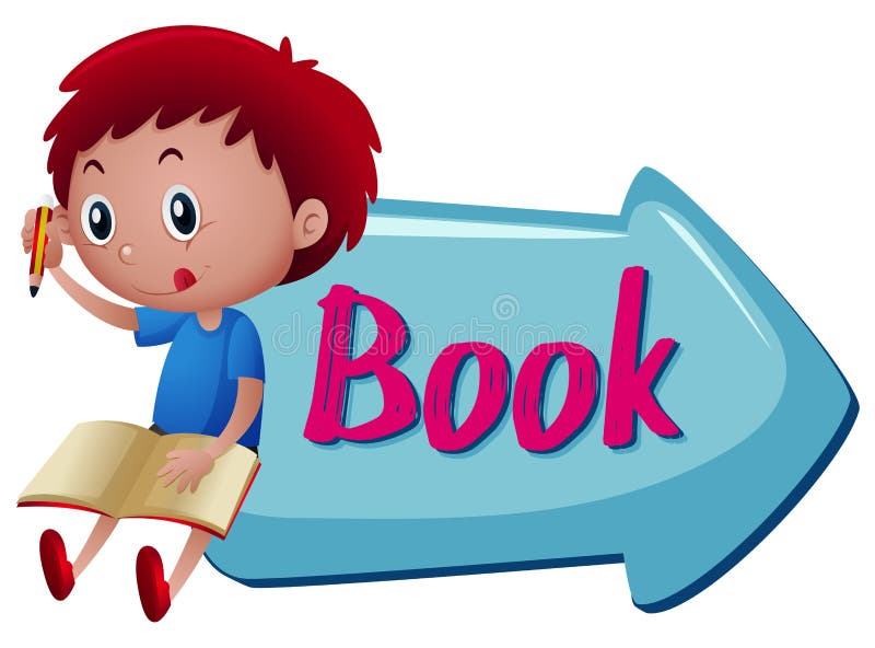 Blue arrow with word book stock vector. Illustration of pupil - 96599305
