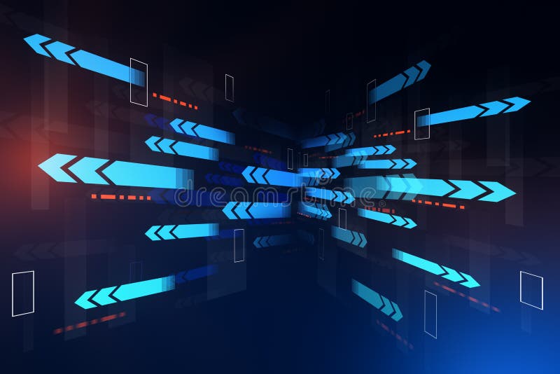 Blue Arrows Flying Forward Interface Stock Illustration - Illustration ...