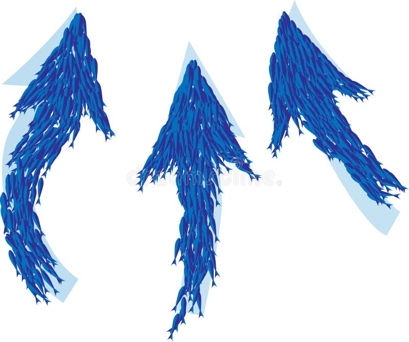 Blue arrows made by fishes stock vector. Illustration of creative ...