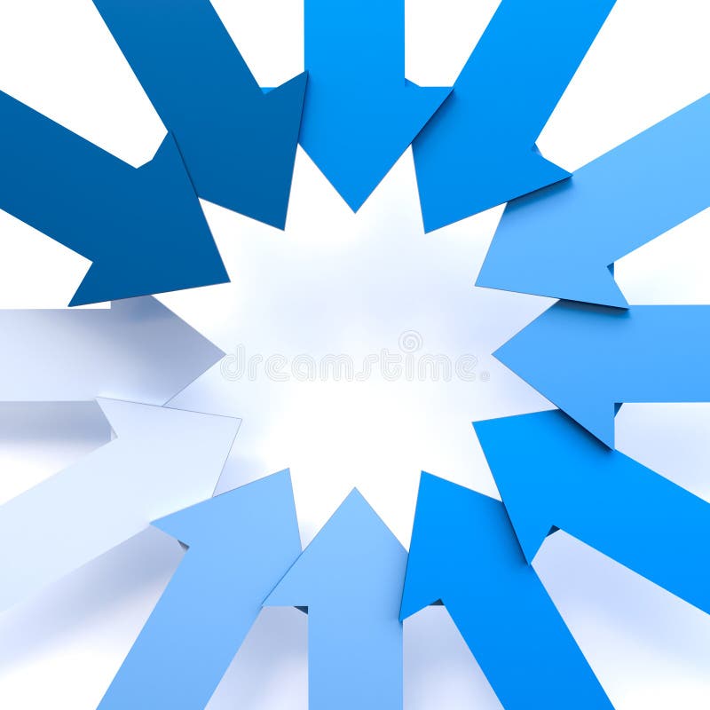 Blue Arrows Pointing Center Creating Empty Space Stock Illustration ...