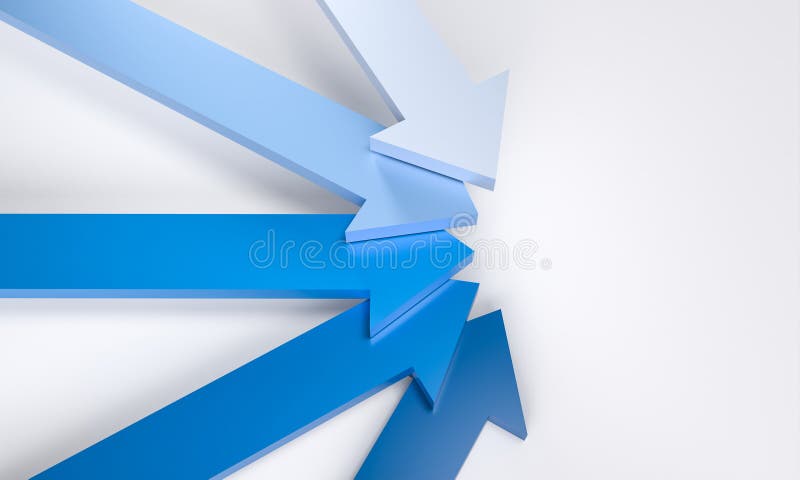 Blue Arrows Pointing the Same Direction on White Background Stock ...