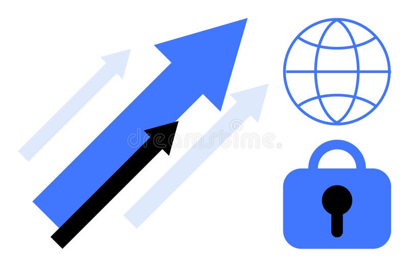 Blue Arrows Showing Progress with Globe and Lock Indicating Secure ...