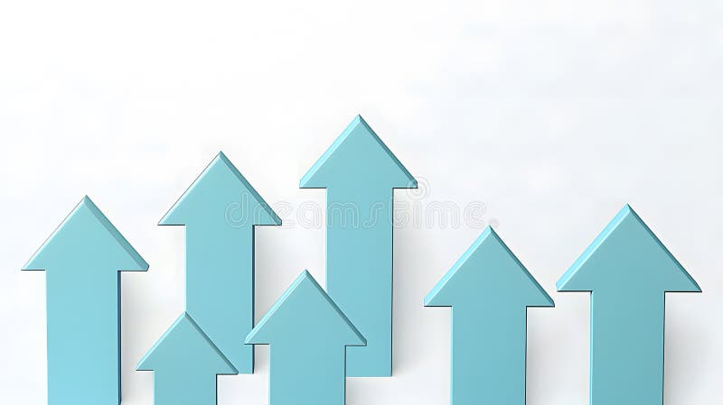 Blue Arrows Pointing Upwards on a Light Background Stock Illustration ...