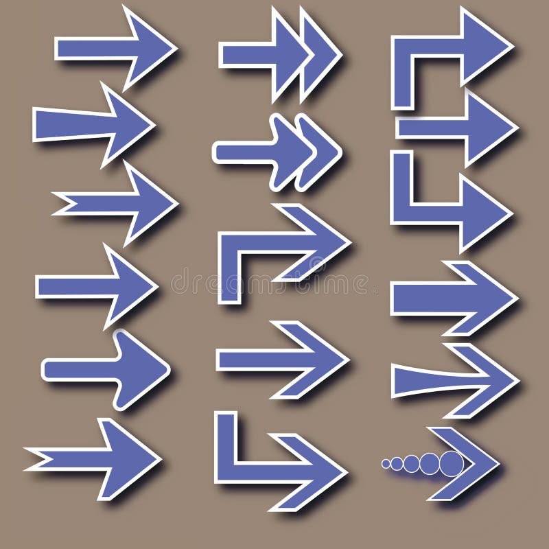 Blue Arrows with White Outline and Shadow Stock Illustration ...