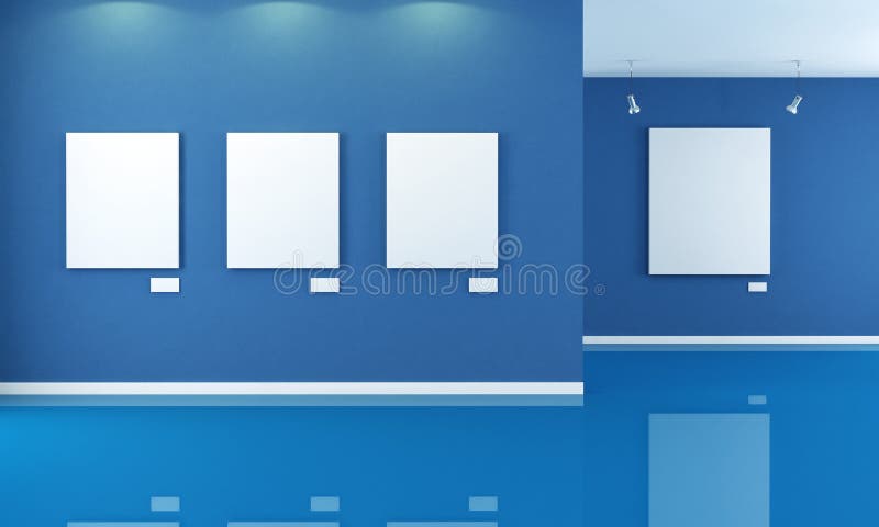 Blue museum with pedestal stock illustration. Illustration of barrier ...