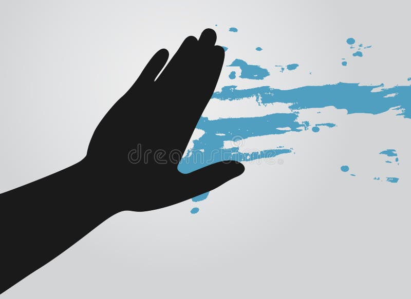 Blue art hand stock vector. Illustration of sign, wall - 28719398