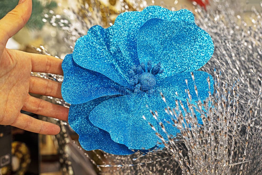 Artificial Huge Flower with Silver Petals Stock Photo - Image of ...