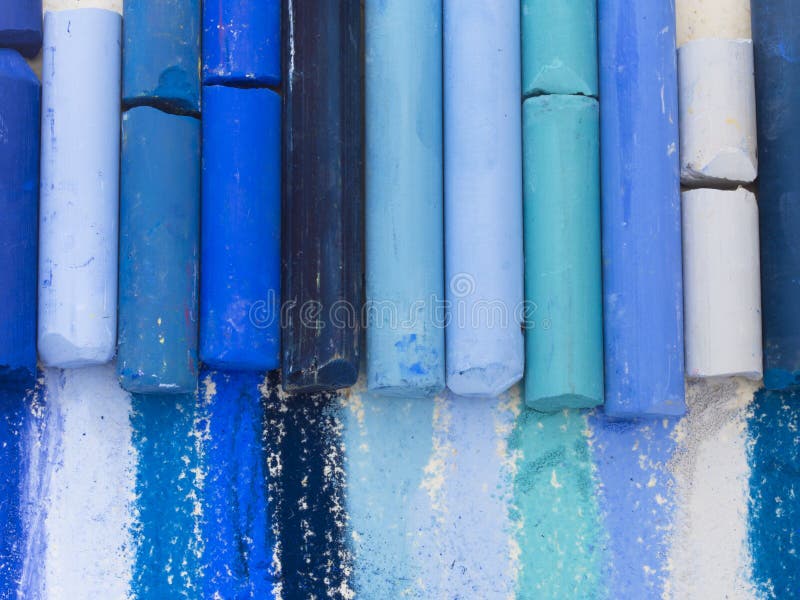 Blue artistic crayons stock image. Image of material - 78938967