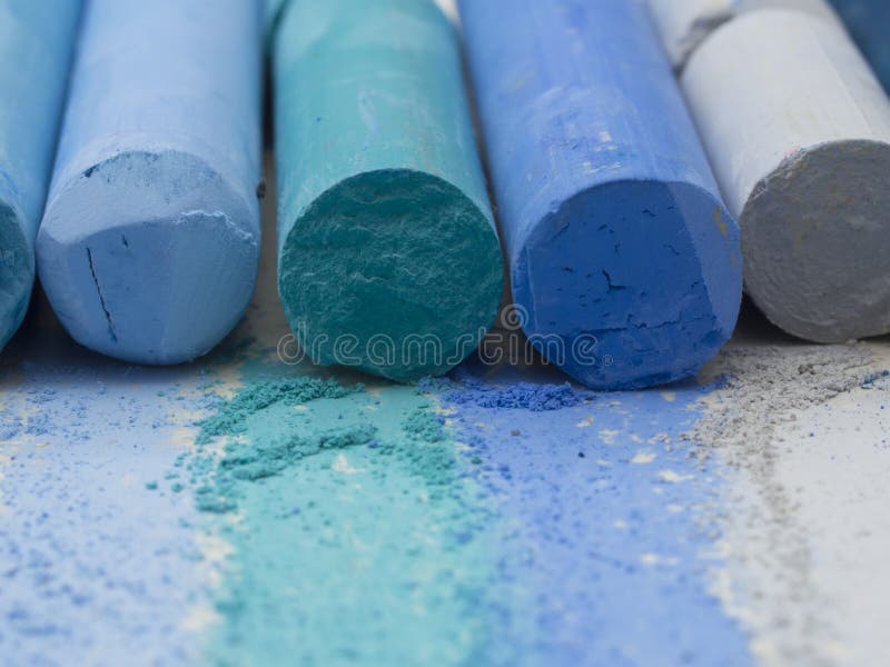 Blue artistic crayons stock image. Image of creation - 78939261