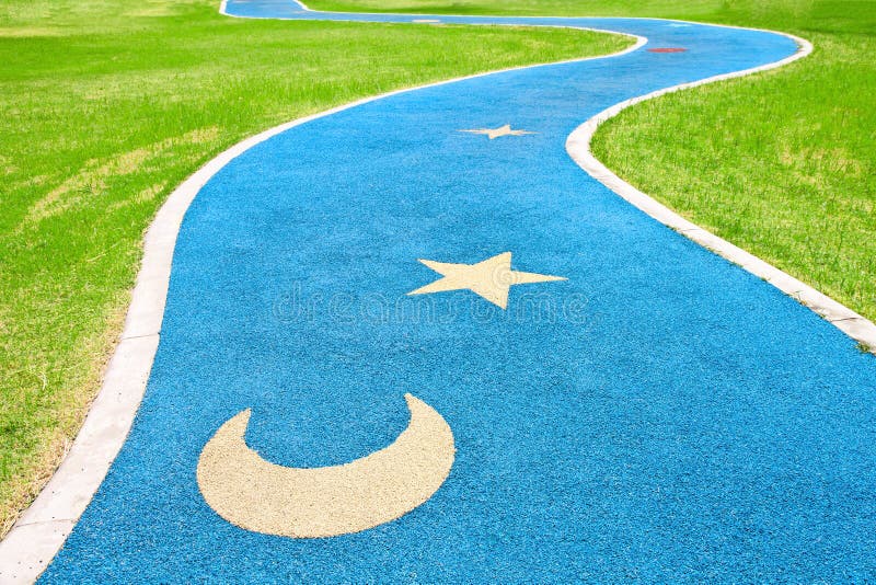 Blue Asphalt Path Via Green Grass Stock Photos - Free & Royalty-Free ...