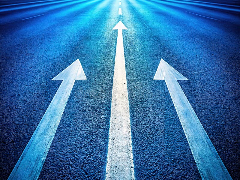 Blue Asphalt Road with White Arrows a Conceptual Image of Direction ...