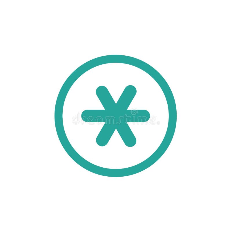 White Asterisk Footnote With Shadow In Blue Circle Icon Stock ...