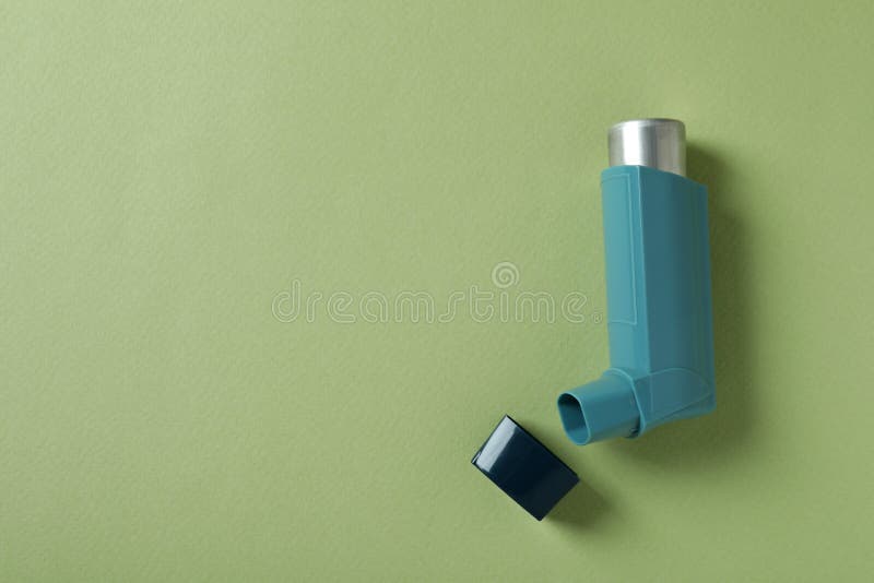 Blue Asthma Inhalers on White Background, Top View Stock Photo - Image ...
