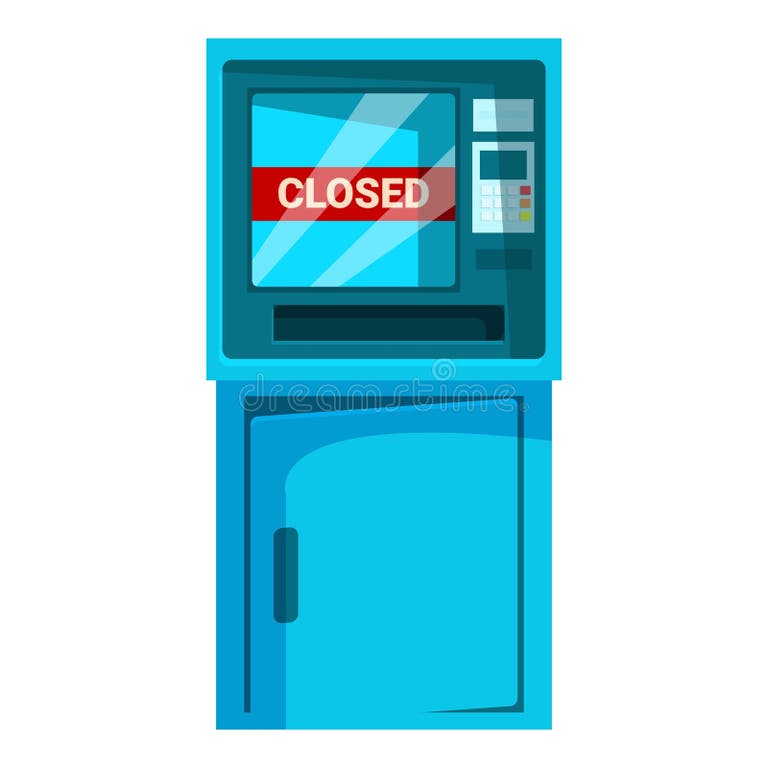 Blue Atm Machine Displaying Closed Sign Stock Vector - Illustration of ...