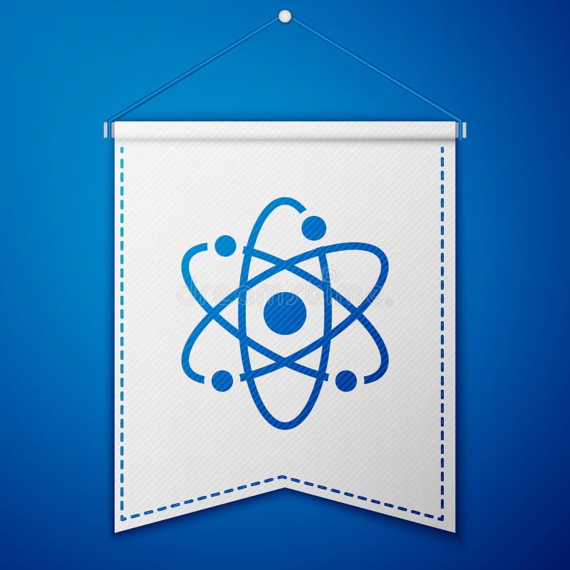 Blue Atom Icon Isolated on Blue Background. Symbol of Science ...