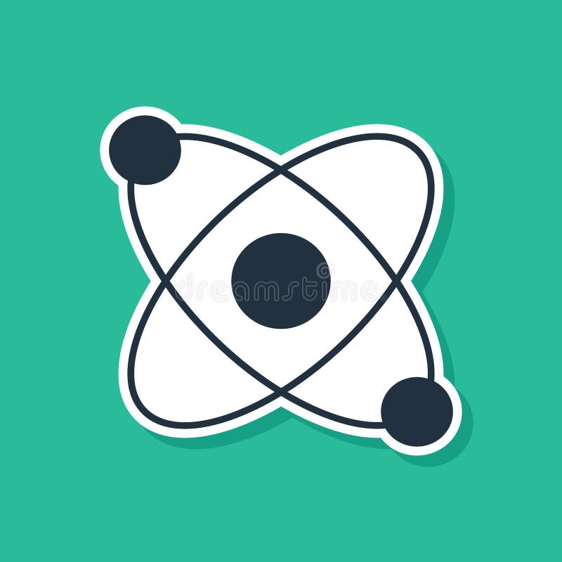 Blue Atom Icon Isolated on Green Background. Symbol of Science ...