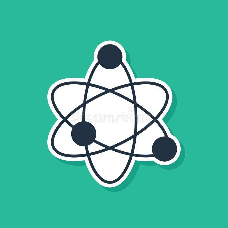 Blue Atom Icon Isolated on Green Background. Symbol of Science ...