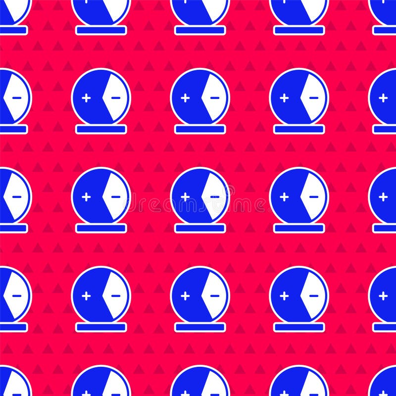 Blue Atom Icon Isolated Seamless Pattern on Red Background. Symbol of ...