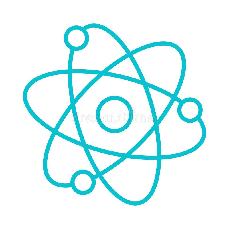 Blue Atom Icon in Naive Style Stock Illustration - Illustration of icon ...