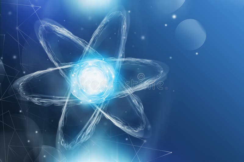 Blue Atom Model Abstract Background Stock Illustration - Illustration ...