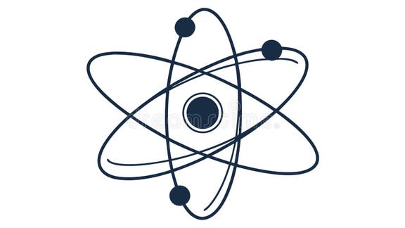 Blue Atom Structure Icon with Connected Orbits, Science Concept, Vector ...