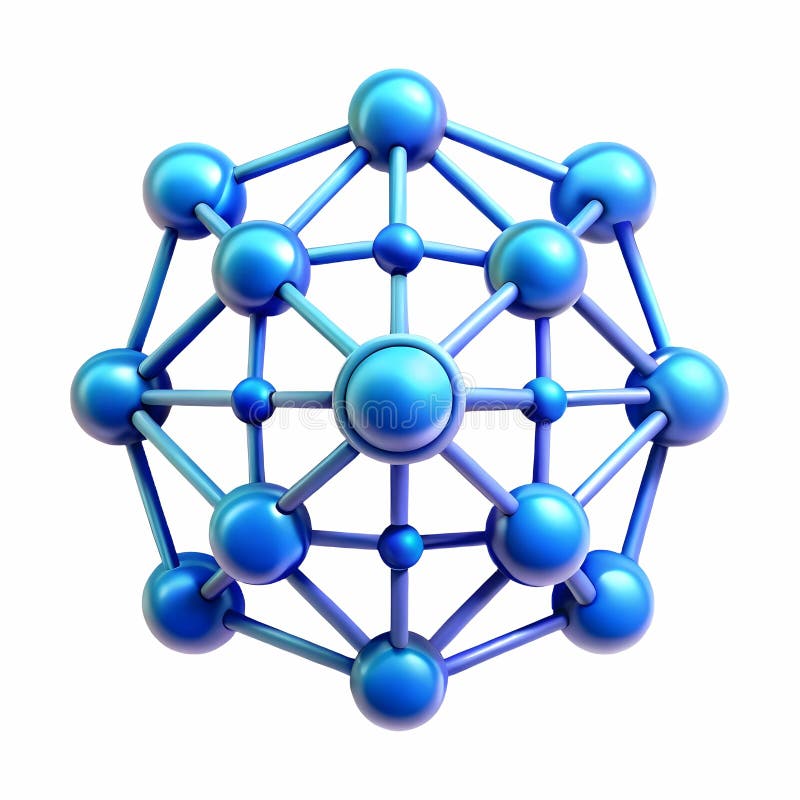 Blue Atomic Crystal Lattice Structure 3D Model Stock Illustration ...