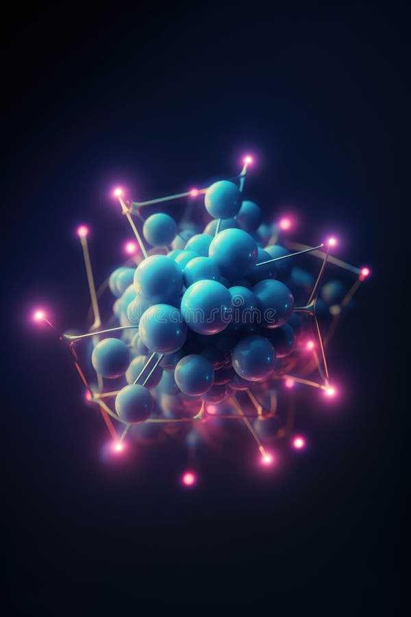 Blue Atoms Forming Molecular Structure, Created Using Generative Ai ...