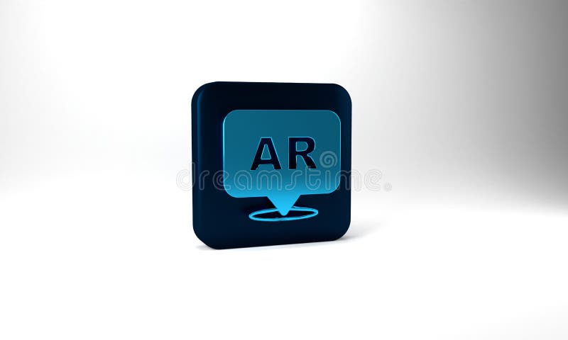 Blue Augmented Reality AR Icon Isolated on Grey Background. Virtual ...