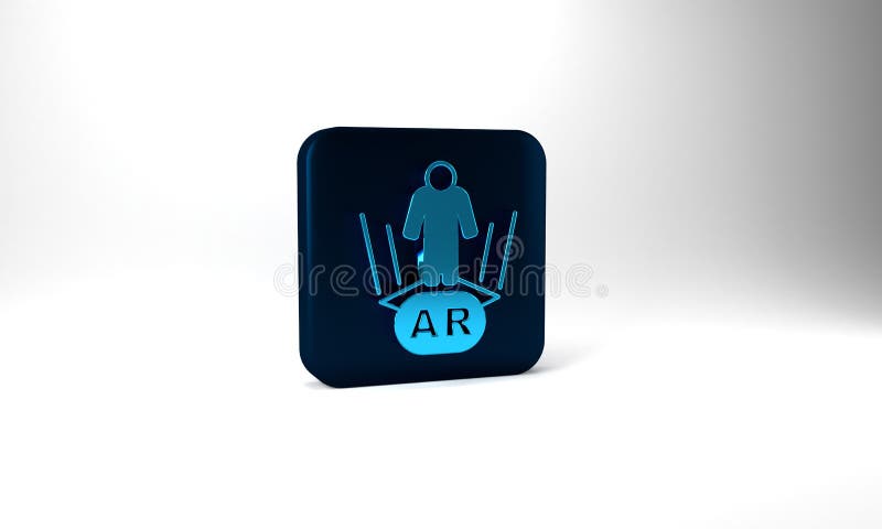 Blue Augmented Reality AR Icon Isolated on Grey Background. Virtual ...