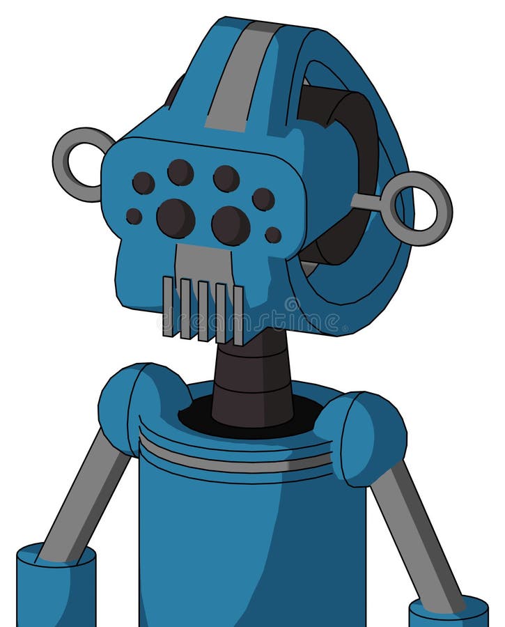 Blue Automaton with Droid Head and Vent Mouth and Bug Eyes Stock ...