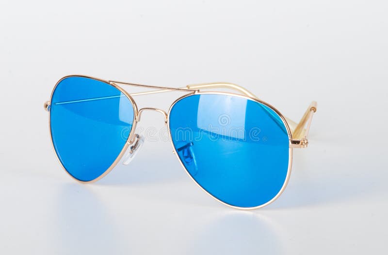 Blue Aviator Sunglasses Front View Stock Image - Image of modern, view ...