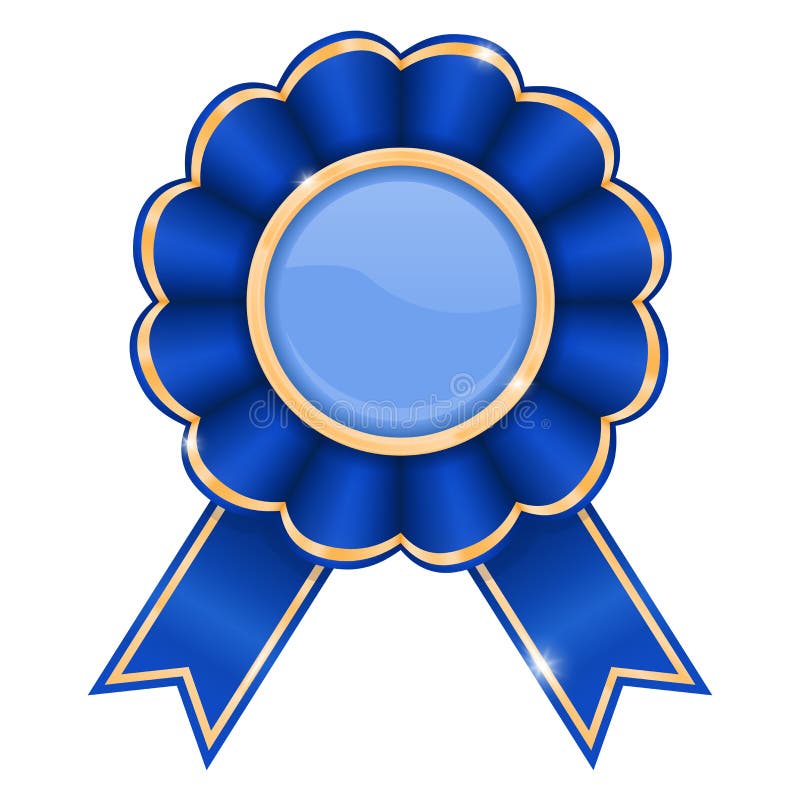 Blue award badge stock vector. Illustration of ribbon - 146989296
