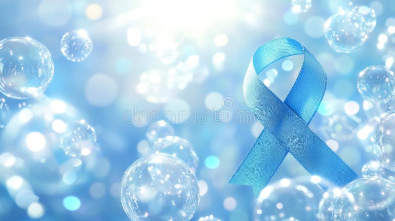 Blue Awareness Ribbon with Bubbles Background Stock Illustration ...