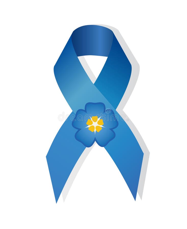 Blue Awareness Ribbon and Flower Forget-me Stock Illustration ...