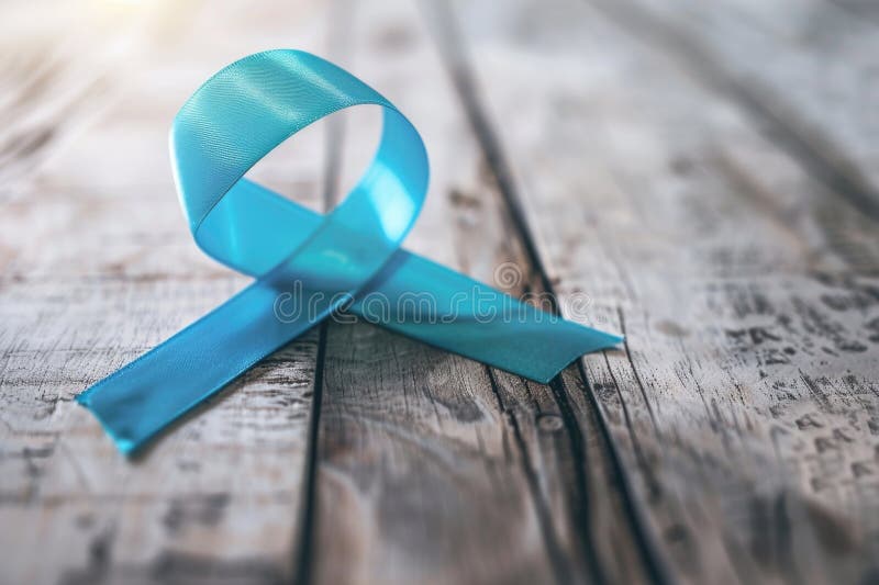 Blue Awareness Ribbon on Textured Fabric for Social Support Campaigns ...