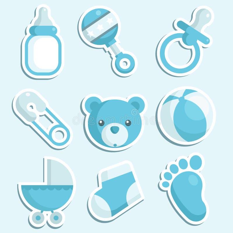 Blue baby boy Icons stock vector. Illustration of birth - 17201384