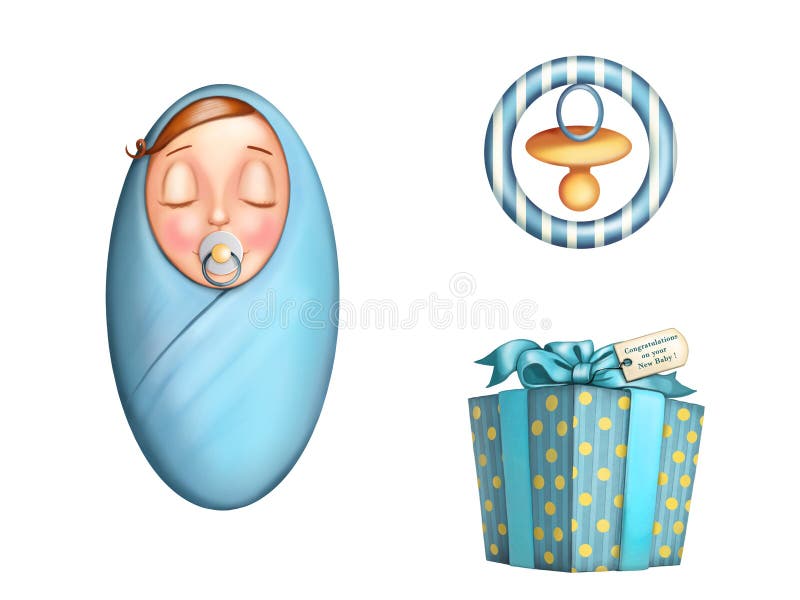 Blue Baby Boy Set of Isolated Objects Stock Illustration - Illustration ...
