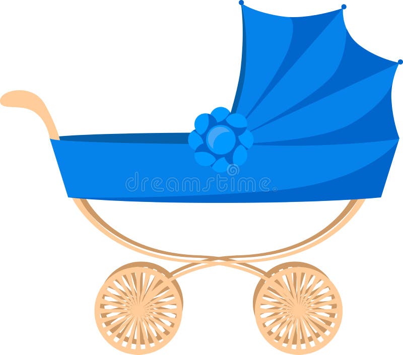 Blue Baby-carriage Isolated on White Stock Vector - Illustration of ...