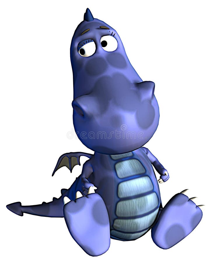 Blue Baby Dragon Thinking about Stock Illustration - Illustration of ...
